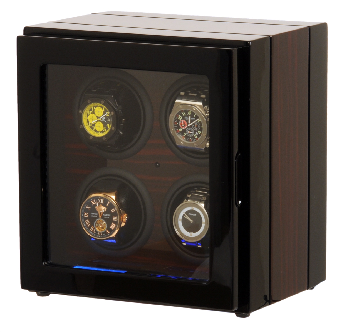 Watch Winders for Automatic Watches,four Watch Winder Ebony Wood w/LCD ...